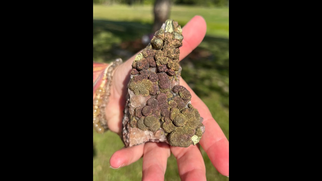 320 Gram Very Rare Botryoidal Globular Chalcopyrite +Tiny Calcite On ...