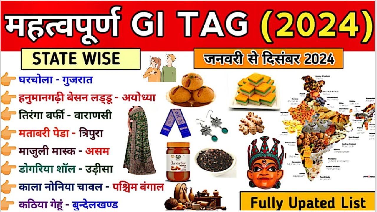 GI TAG List 2024 | जनवरी से दिसम्बर 2024 GI TAG | State wise GI Tags ...