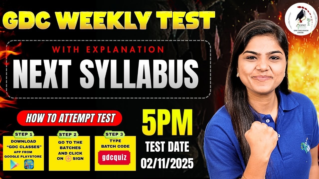 FREE GDC Weekly Test –NEXT Syllabus With Full Explanation 📚 | 2nd Nov ...