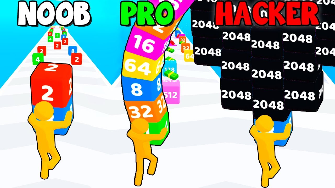 COLLECTED THE MAXIMUM CUBES! 🕹️ NOOB vs PRO vs HACKER in 2048 Cube Run ...