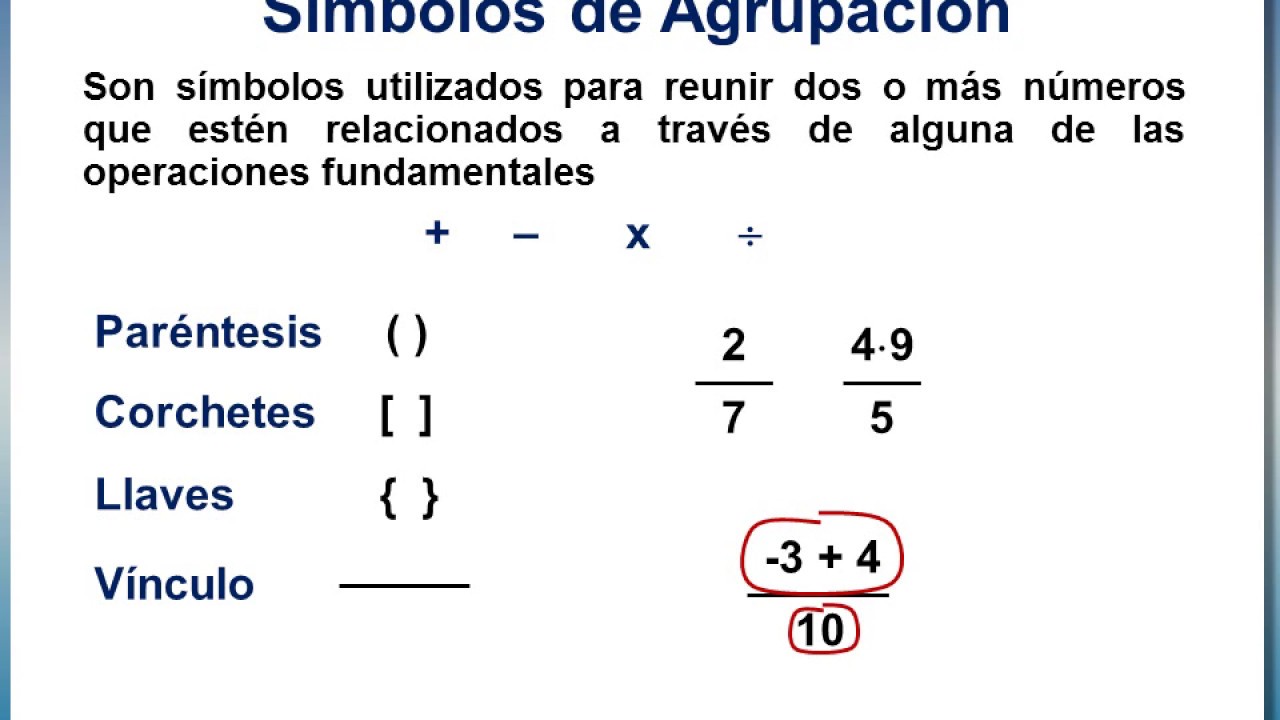 NÚMEROS ENTEROS. Símbolos de Agrupación - YouTube