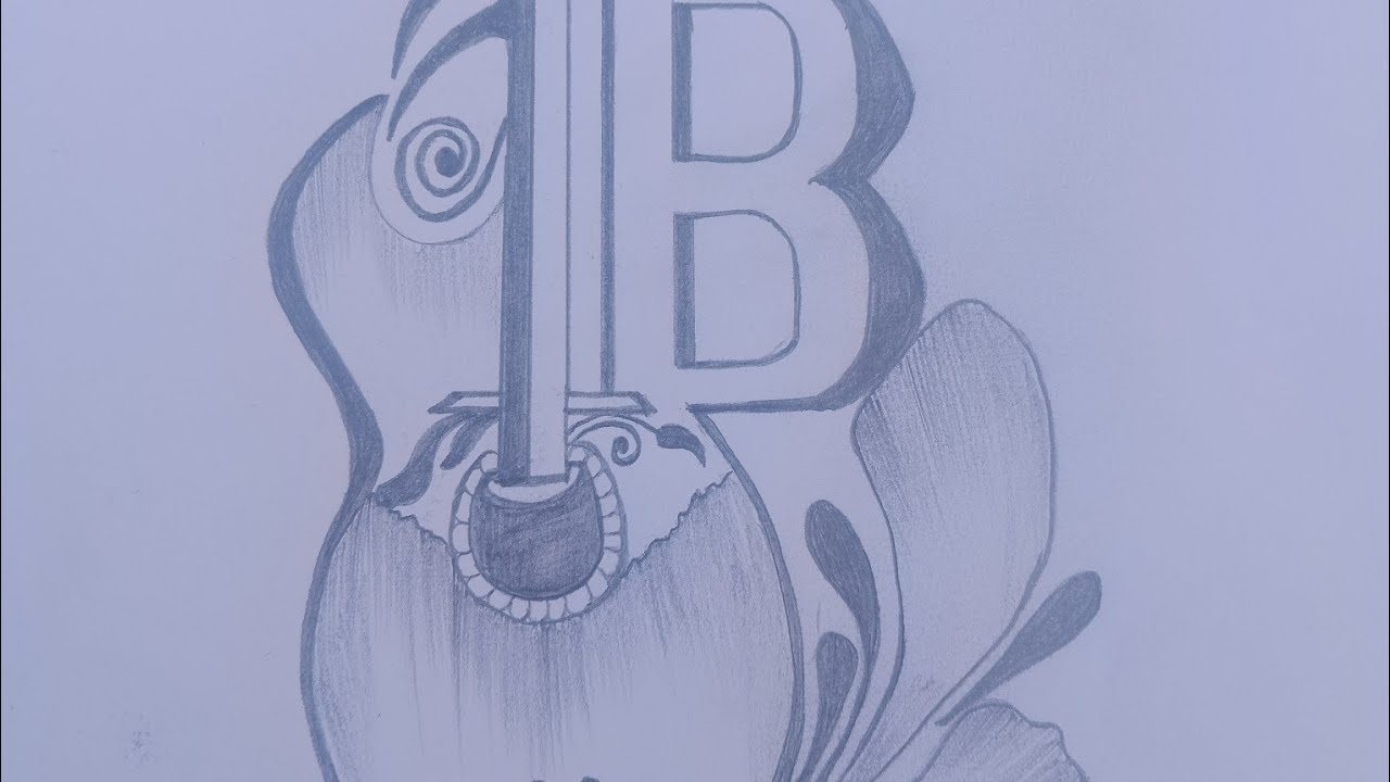 Best drawing of a design of letters B|| drawing of beautiful art#video# ...