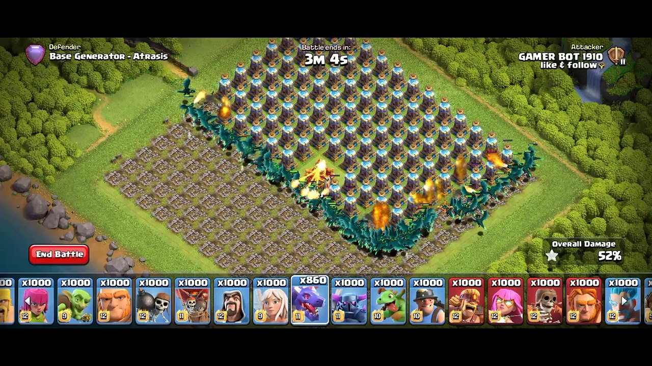 Full village of Max Builder Base Mega Tesla vs Max Dragons (clash of ...
