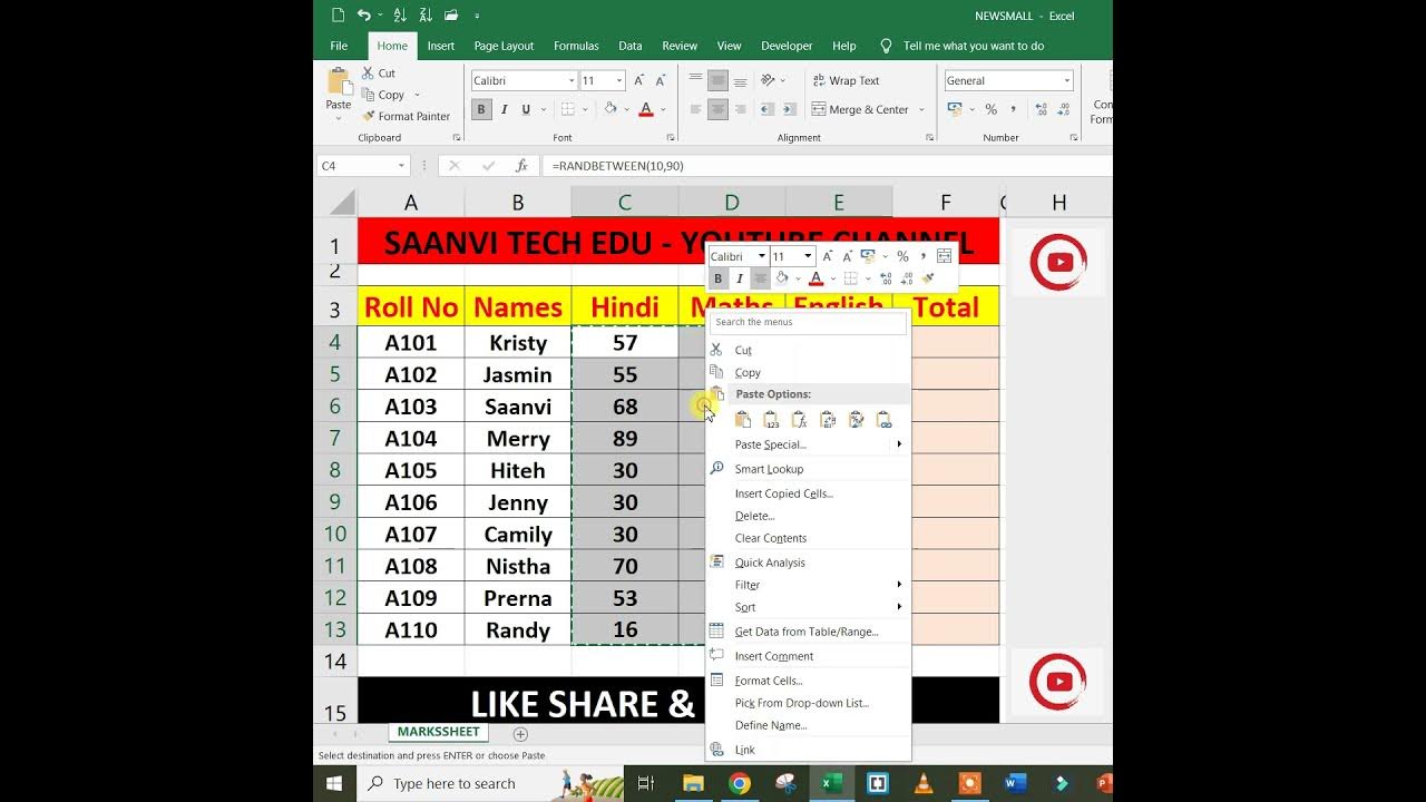 Excel Interview Question Students Marksheet in #excel #exceltips #exceltutorial #msexcel #shorts ...