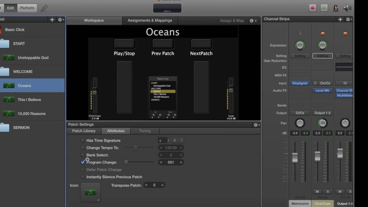 Setting up Click Tracks in Mainstage - YouTube