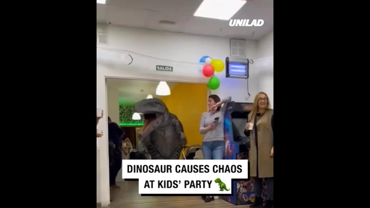T Rex Scares Kids at Birthday party - YouTube