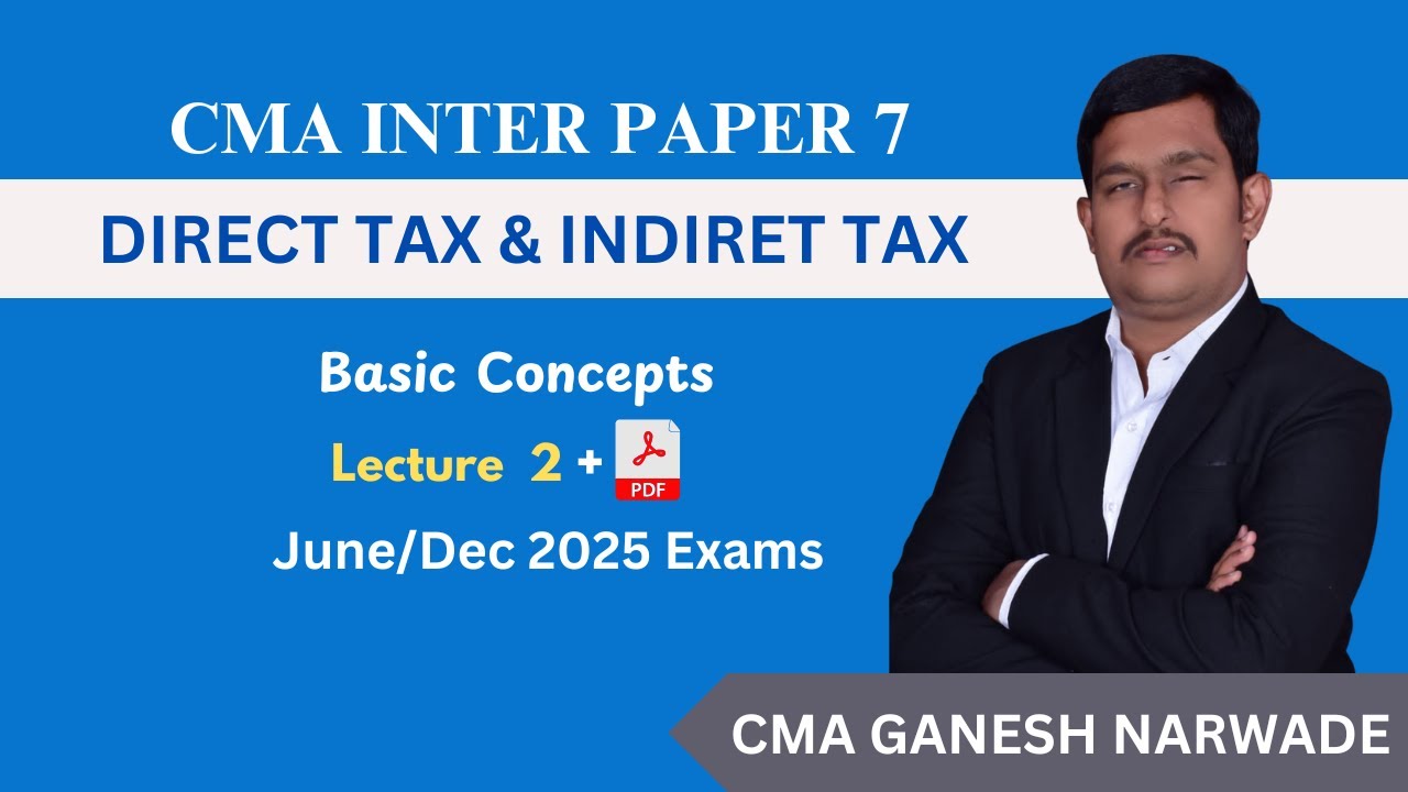 CMA INTER DIRECT TAX | BASIC CONCEPTS LECTURE 2 IN ENGLISH - YouTube