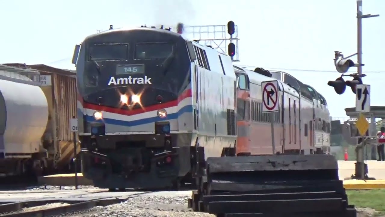 Amtrak Veterans unit plus another Amtrak Heritage 145 leads a private ...