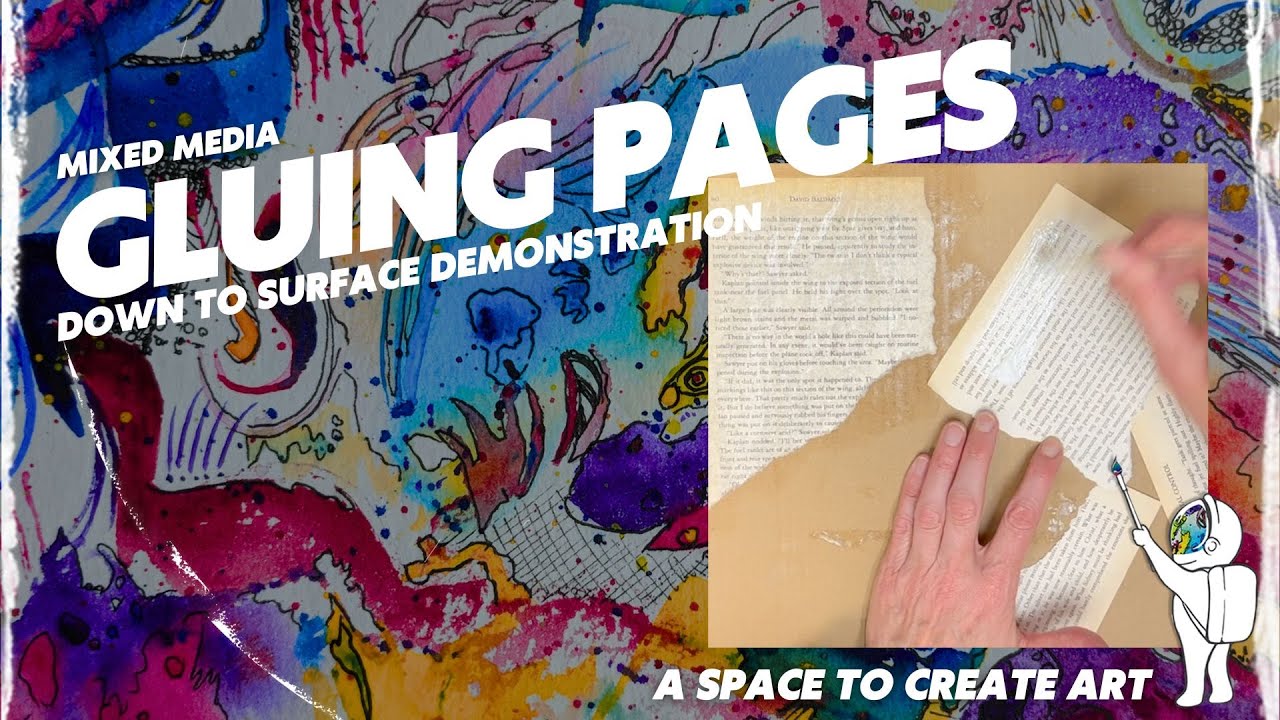 How to glue book pages down to a cardboard surface demonstration - YouTube