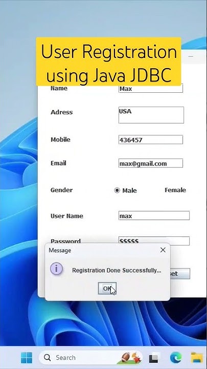 Registration form using JDBC #viral #shortsfeed #viralvideo #youtubeshorts #shorts #java #coding ...
