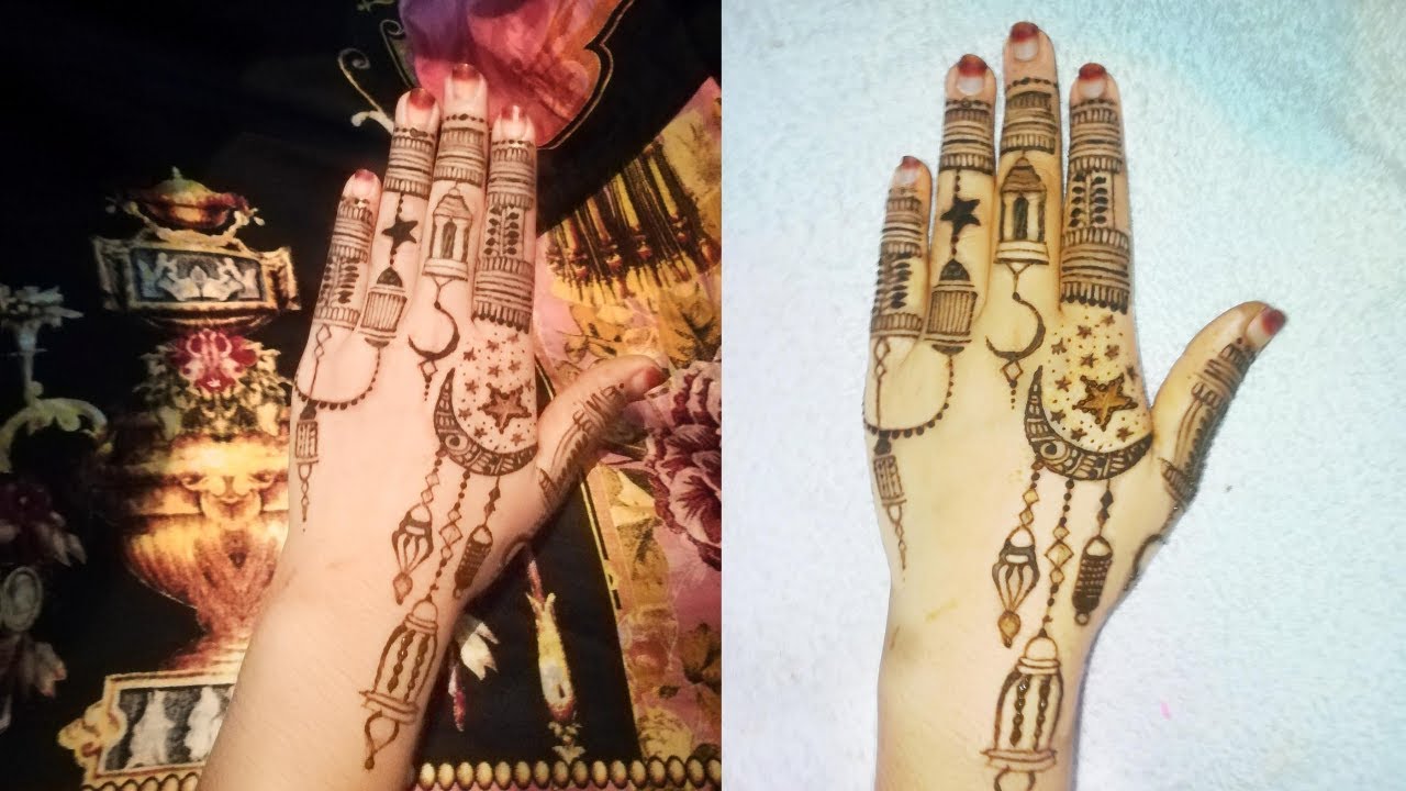 Chand mehndi design for eid | Chand tara mehndi design | Half moon ...