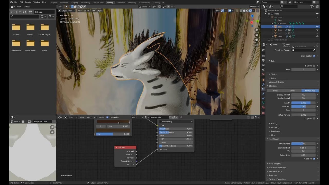 Blender fur, Keeya's model part 2, gw2 charr (unabridged stream) - YouTube