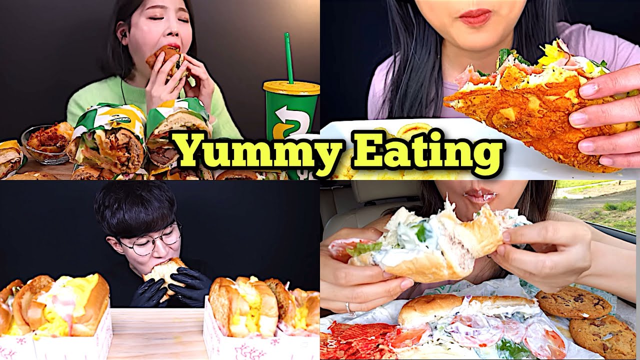 ASMR SUBWAY EATING ASMR | EATING SHOW | EATING SANDWICHES 🥪 SUBWAY ...