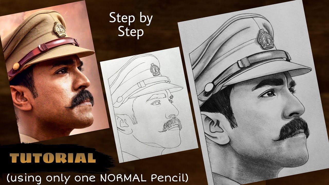 How to draw Ram Charan step by step - RRR | Drawing Tutorial ...