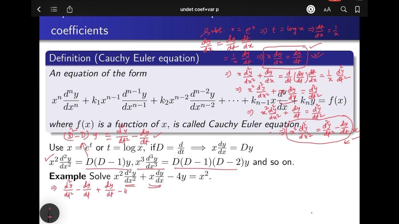 6.Cauchy Euler Equation & Application of 2nd order ODE || by Dr. Nimai Sarkar, VIT-AP - YouTube