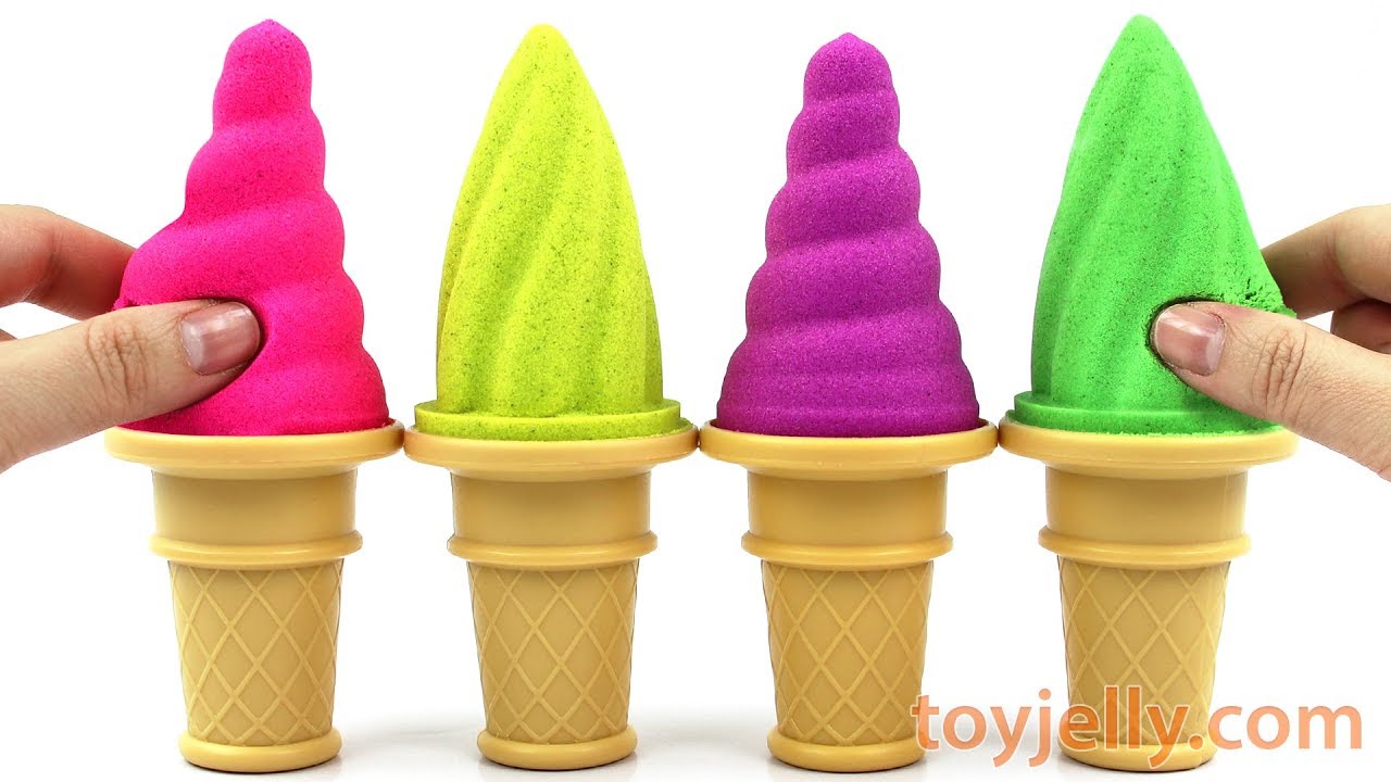DIY How to Make Ice Cream from Kinetic Sand Learn Colors Kinder ...