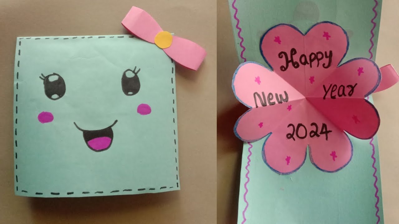 How to make new year card // Easy paper craft @ Crafts world - YouTube