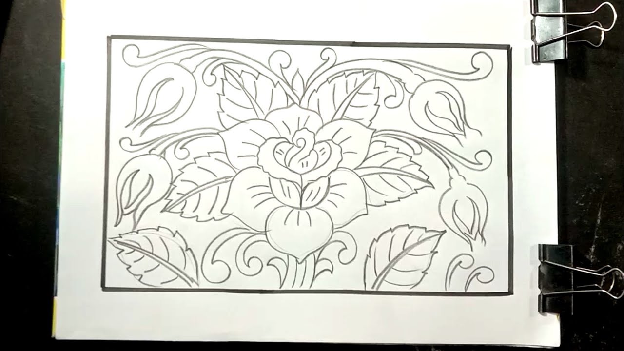 आयत में गुलाब का आलेखन बनाना सीखें । Rose Drawing । Alekhan chitra ...