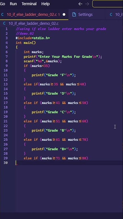C language Program Using if else ladder enter marks grade program - YouTube