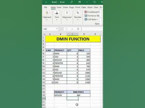 DMIN function in Excel. #exceltech #excelspreadsheettips #excelsolutions #datascience - YouTube