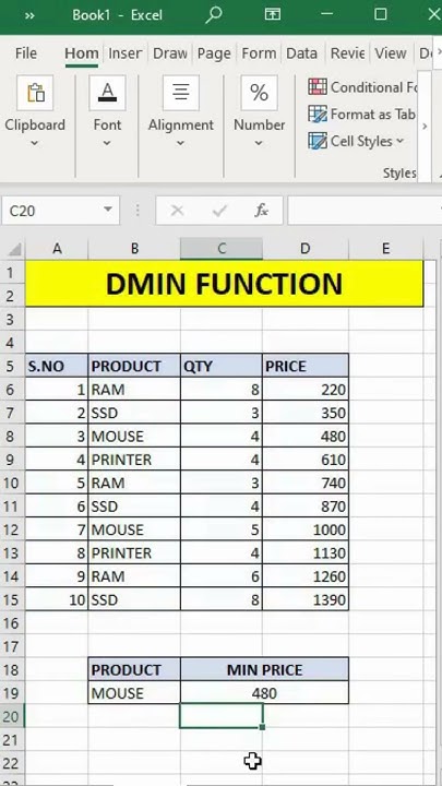 DMIN function in Excel. #exceltech #excelspreadsheettips #excelsolutions #datascience - YouTube