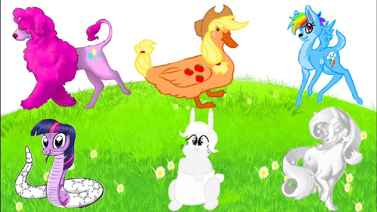 MLP Mane 6 Species Swap Mashup - My Little Pony Coloring Book Video ...