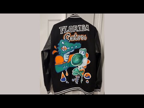 Custom Hand-Painted Varsity Jacket 💙🧡 - YouTube
