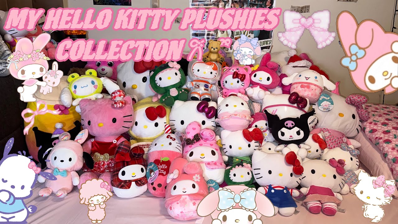 MY HELLO KITTY PLUSHIES COLLECTION ᡣ𐭩ྀིྀིᯓᡣ𐭩🎀 - YouTube