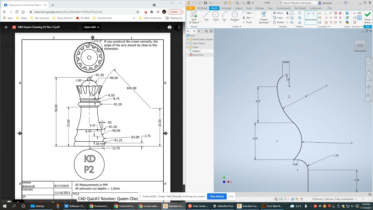 Queen Piece Revolve, Video #1 of 2 Autodesk Inventor - YouTube