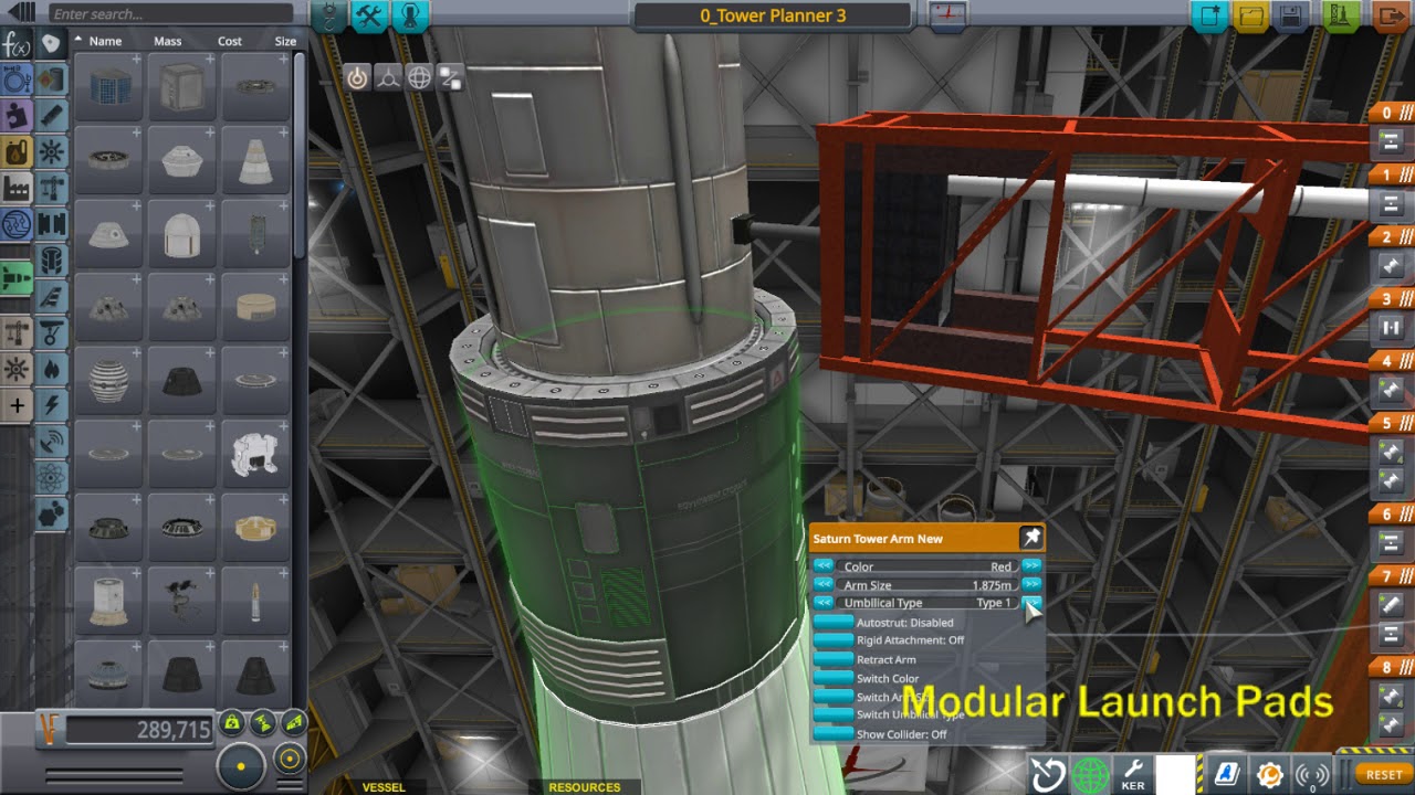 KSP Modular Launch Pads v2.0 Dev Demo: New General Swing Arm Umbilical ...