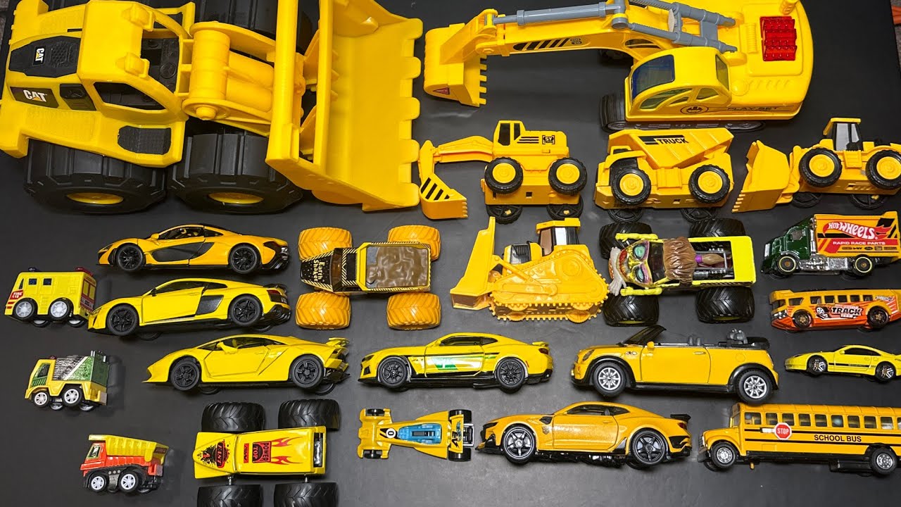 Satisfying Play With Full Of Diecast Yellow Cars Different Sizes ...