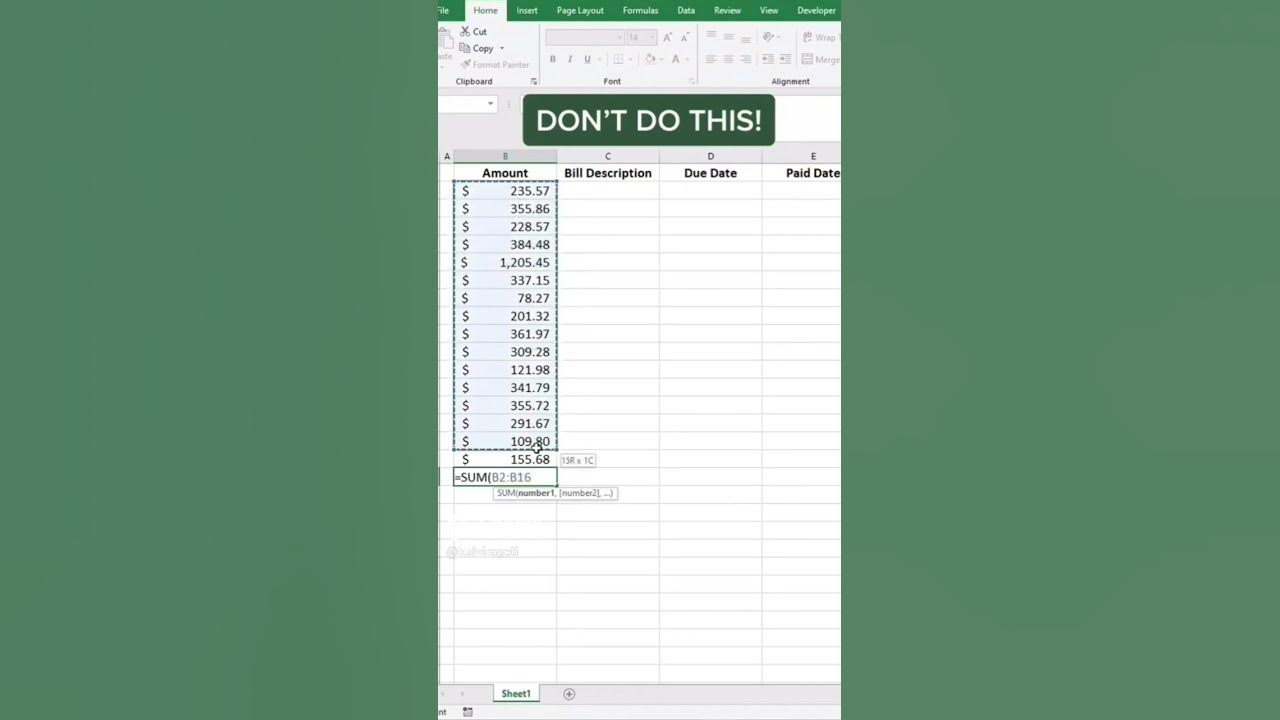 How To Make Totaling Column Formula In Excel Using Microsoft Excel Excel Exceltutorial