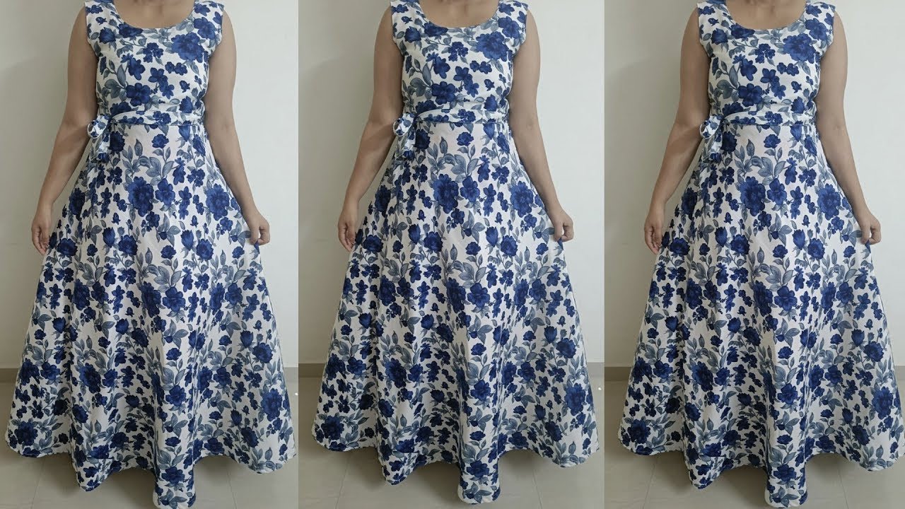 long frock gown cutting and stitching - YouTube