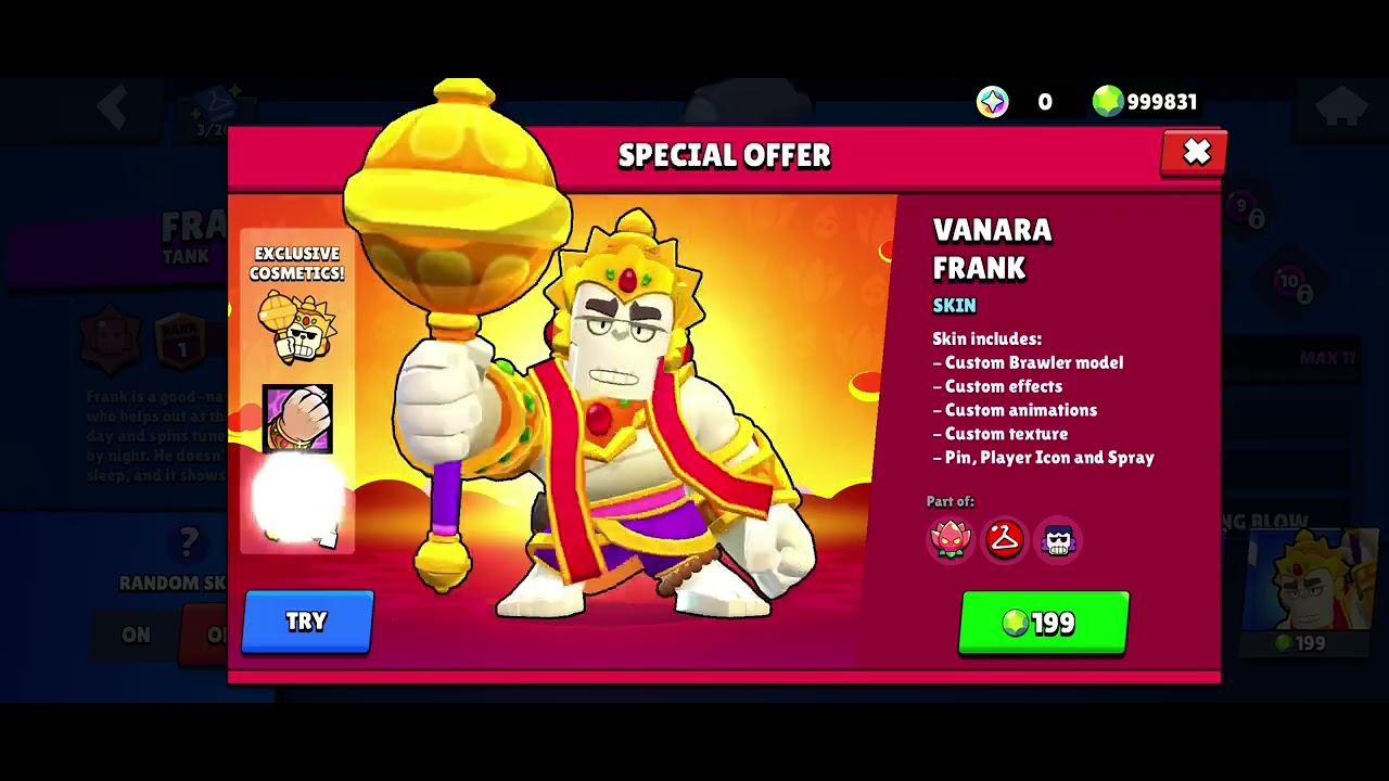 buying vanara frank in brawl stars | brawl stars dewali special skin ...