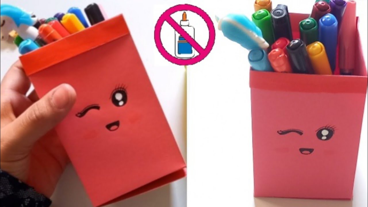 DIY pen stand|How to make pen stand with paper|No glue paper craft|Easy ...