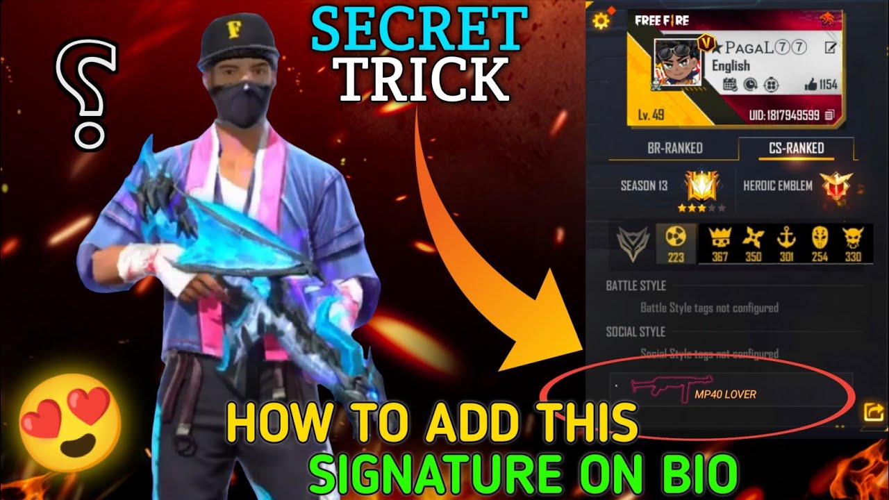 How To Add Signature In Free Fire Bio | Profile Any Gun Signature ...