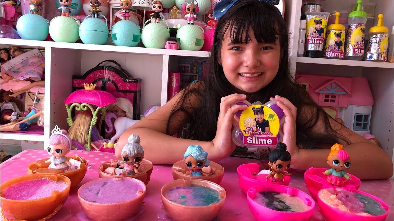 🍿TIPOS DE SLIME LOL SURPRISE /PIPOCANDO COM AMANDA - YouTube