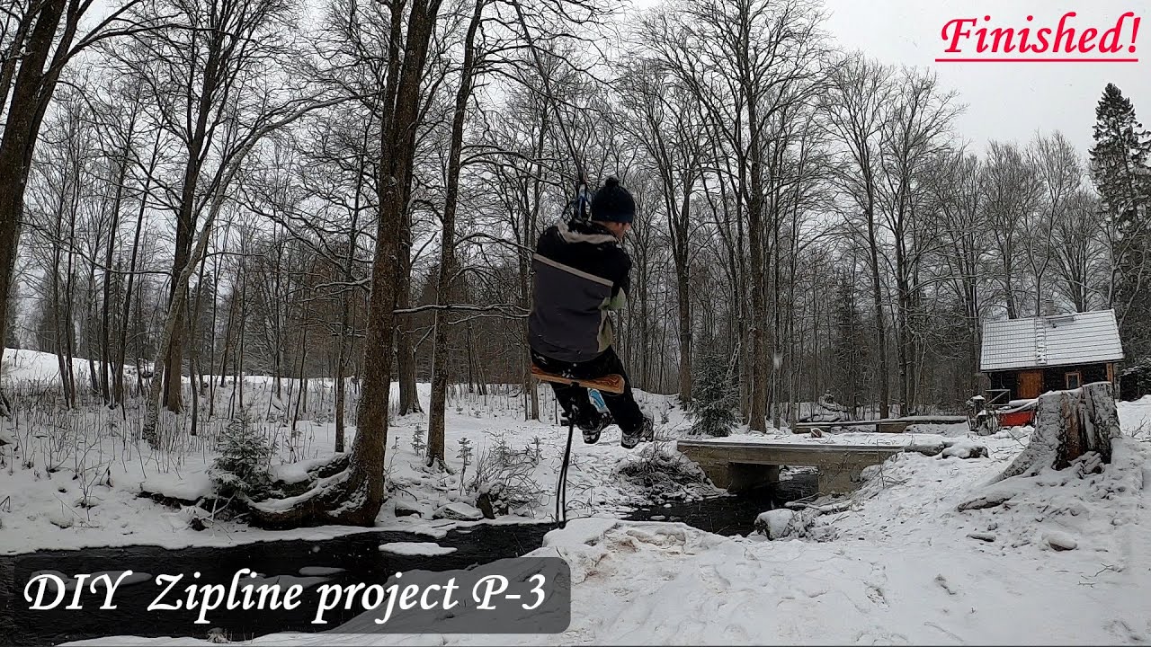 Building a custom DIY zipline (part3) - Installing cable & zipline ...