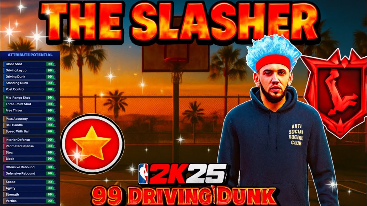 THE BEST SLASHER BUILD ON NBA 2K25 - 99 DRIVING DUNK! ALL AROUND 6'8 ...