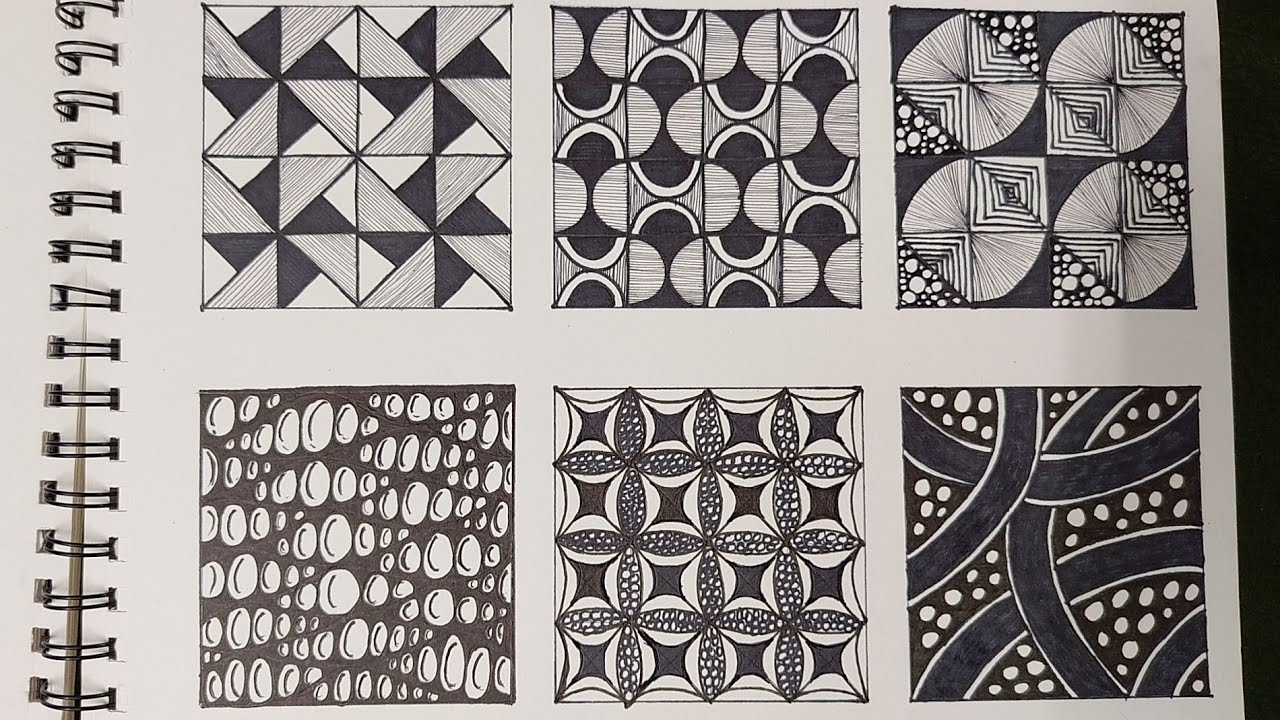 6 new zentangle patterns ideas for beginners #zentangle #art - YouTube