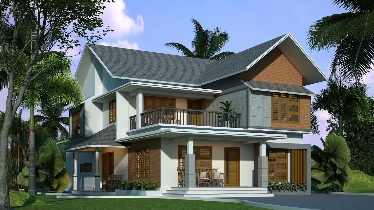 KERALA STYLE HOME EXTERIOR ANIMATION - YouTube