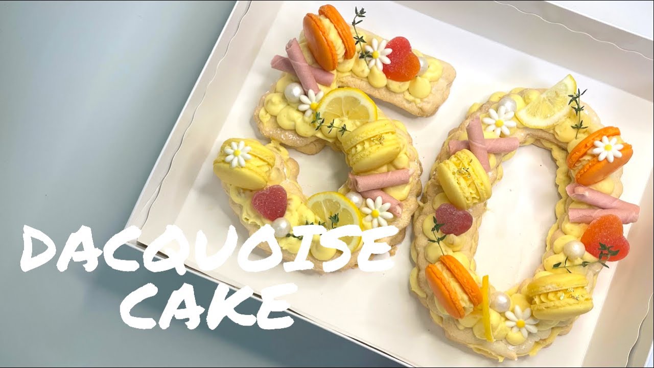 엄마 생신축하드려요🥳 정성가득 다쿠아즈 숫자 케이크 만들기 ! | How to make Dacquoise Cake ! - YouTube