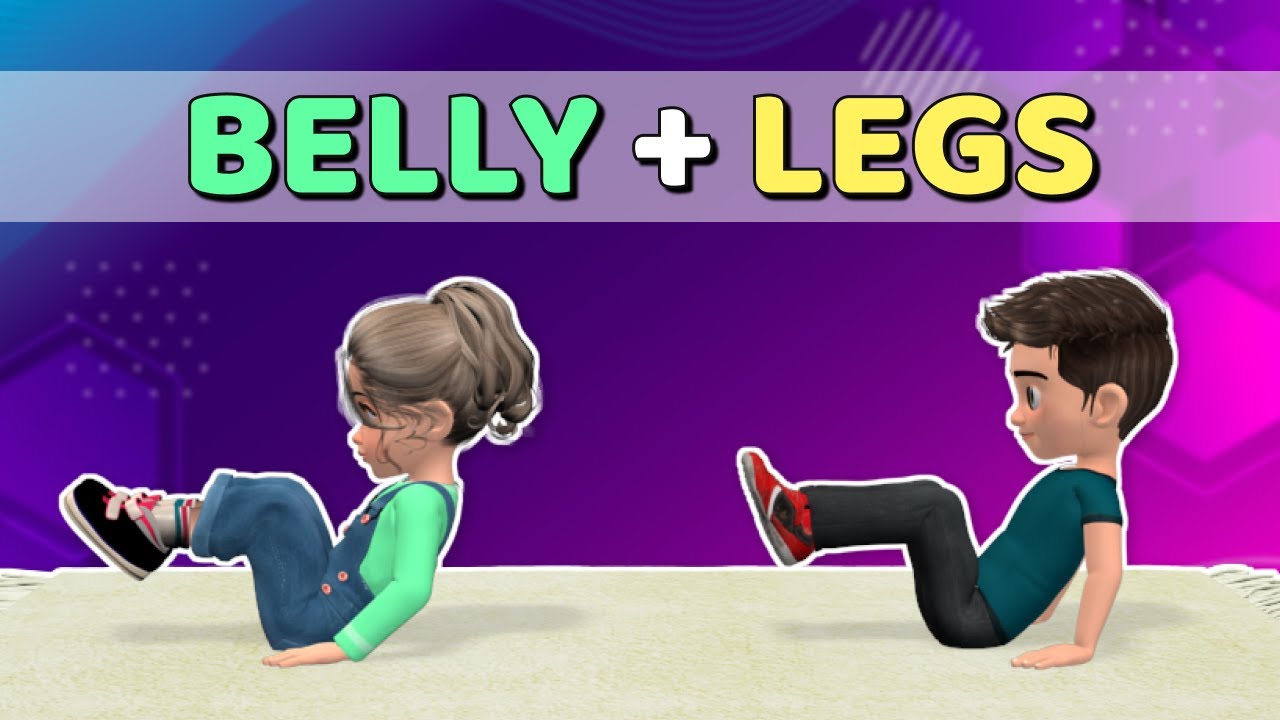 FLAT LOWER BELLY + STRONG LEGS WORKOUT FOR KIDS - YouTube