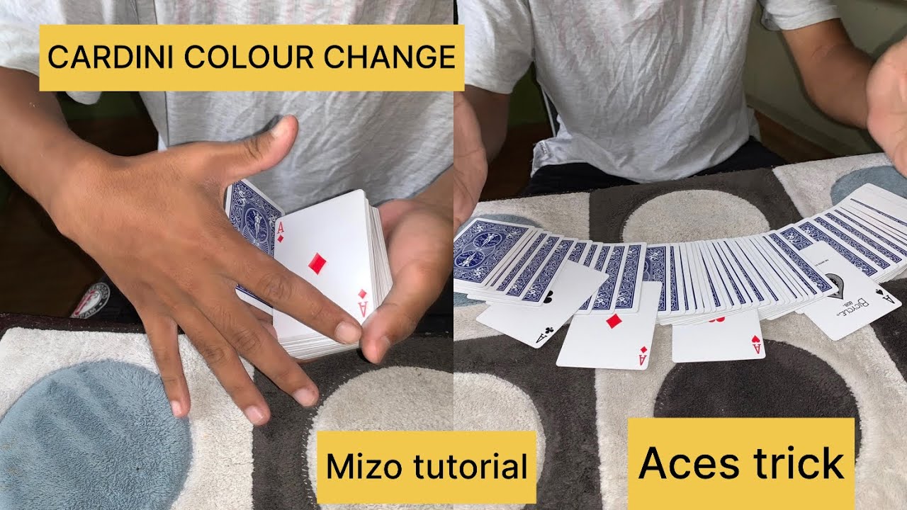 CARDINI COLOUR CHANGE LEH 4card TRICK TUTORIAL #mizo #magic #tutorial ...