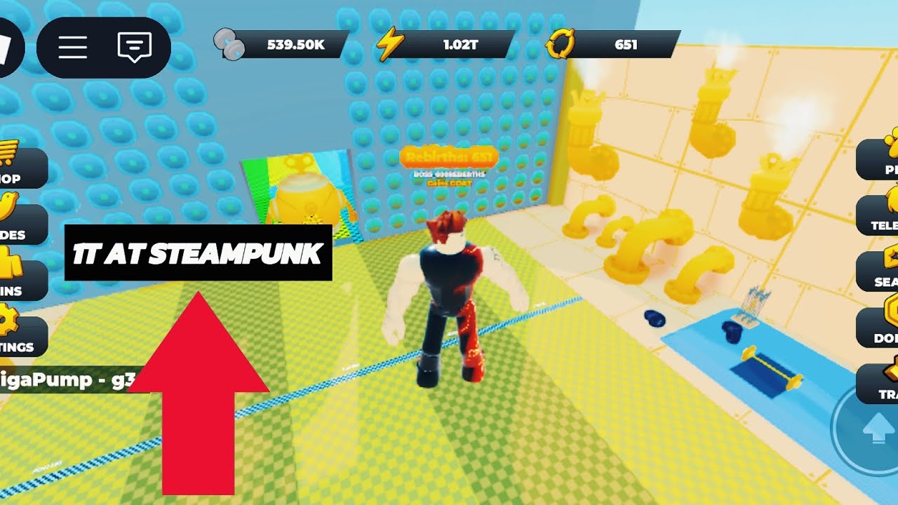 OVER 1T ENERGY AT STEAMPUNK AREA 1.10M STRENGTH ON ROBLOX STRONG MAN ...