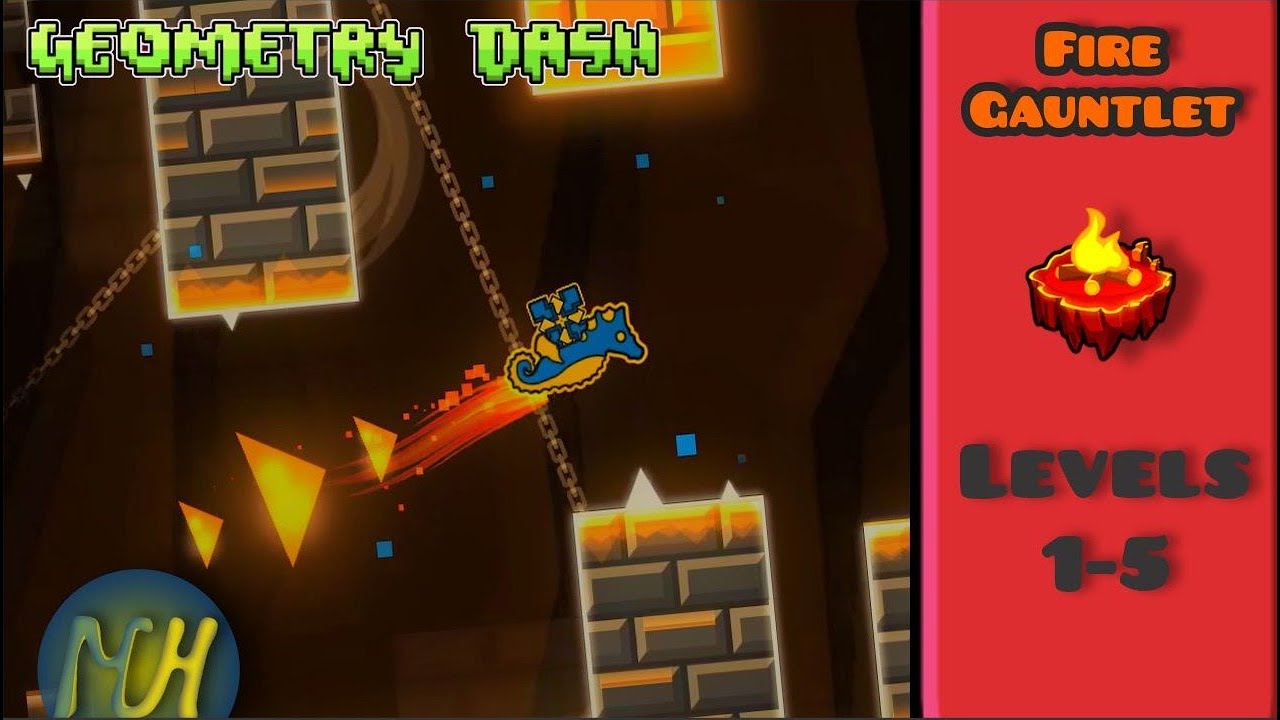 Geometry Dash 2.11: "Fire Gauntlet" Complete 100% (Level 1-5) | MatcH ...
