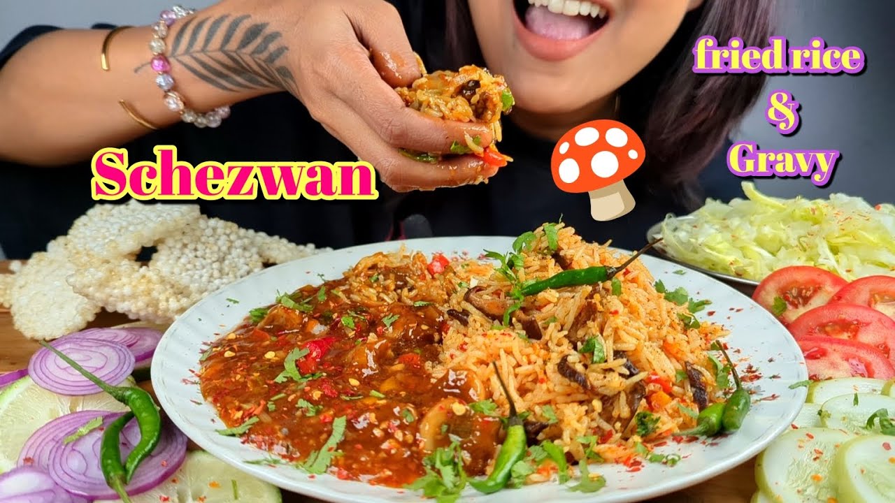 COOKING & EATING INDO CHINESE COMBO | SCHEZWAN FRIED RICE & SCHEZWAN ...