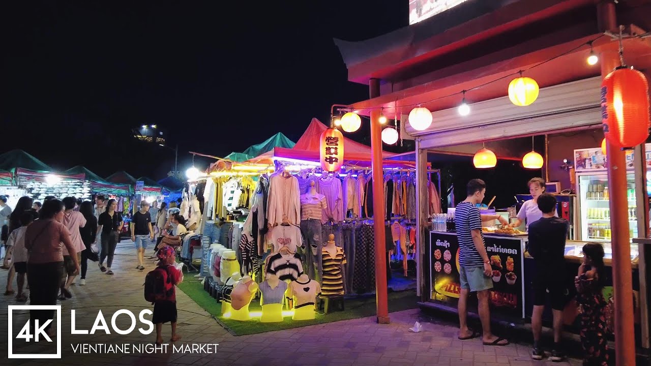 [4K] Vientiane Night Market | Laos Walking Tour | Laos Travel | WALK A ...