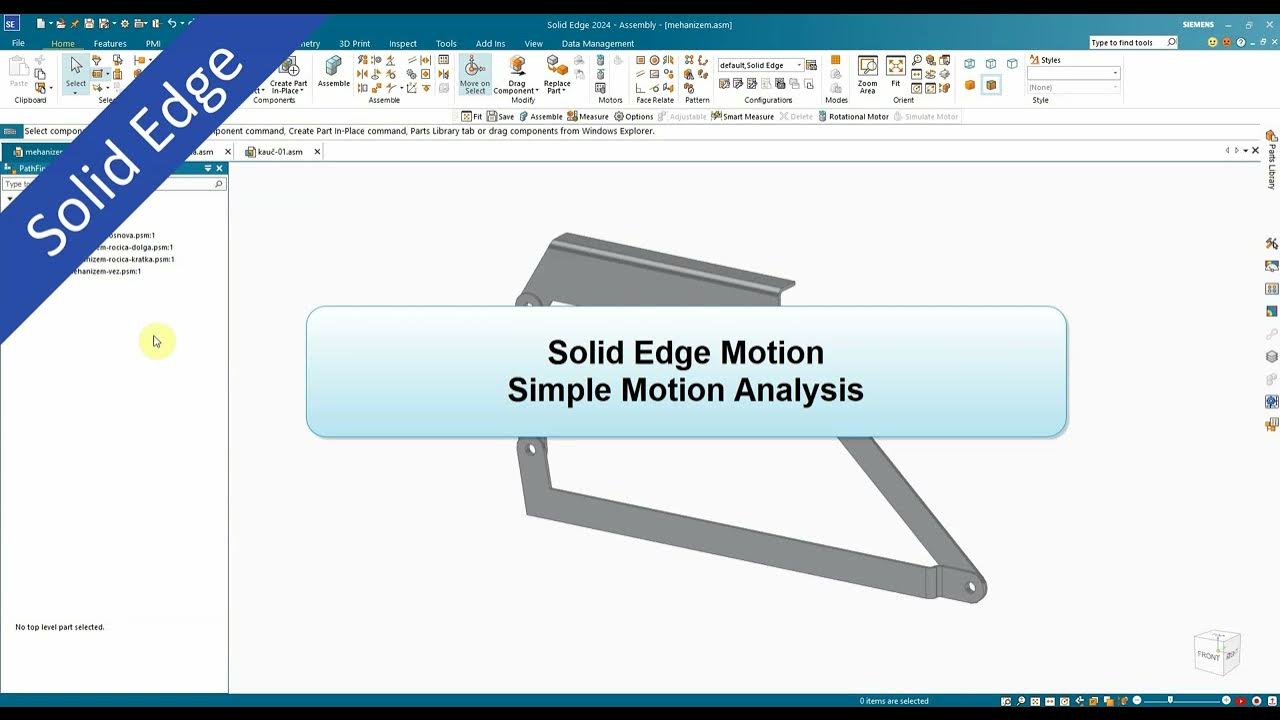 Solid Edge Assembly - simple motion analysis - YouTube