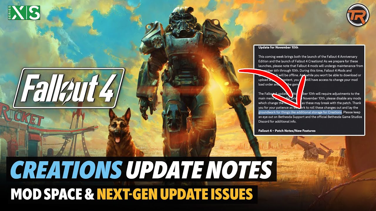 More Mod Space? Fallout 4 Creations Update Pre-Patch Notes - YouTube